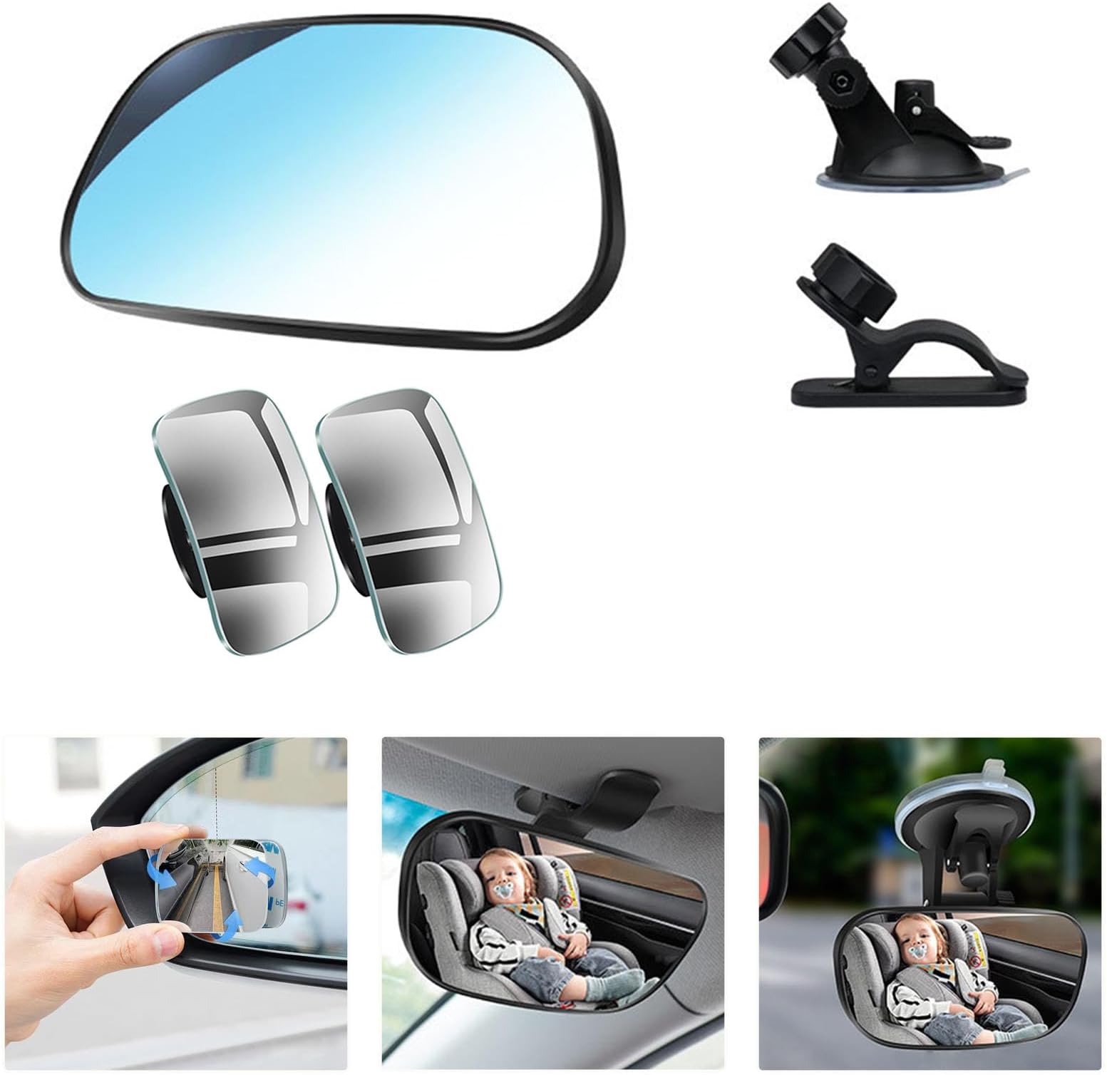 Amazon | Temiry 【3個セット：補助ミラー×2 ベビーミラー×1】死角ミラー 補助ミラー 車 サイドミラー 死角 ドアミラー 補助 死角 ベビーミラー 車 後ろ向き チャイルド ...