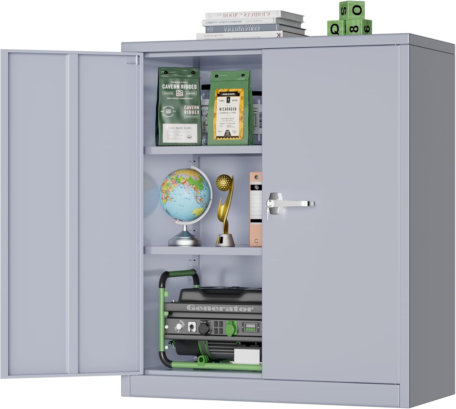 Amazon.com: Greenvelly Metal Storage Cabinet with Doors and Shelves ...