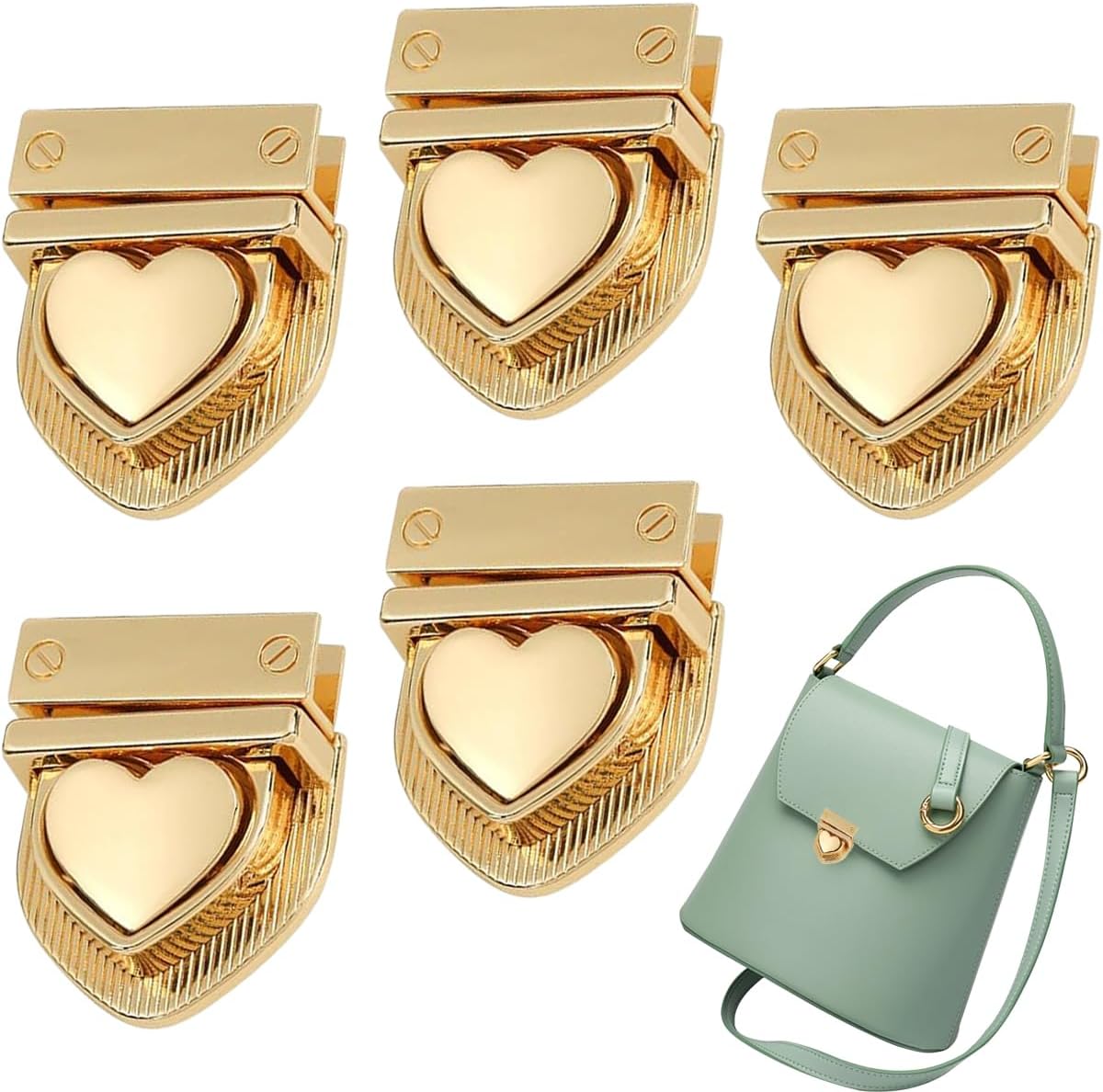 Amazon.com: 5 PCS Heart Tuck Lock Clasp Heart Shaped Purse Closure ...