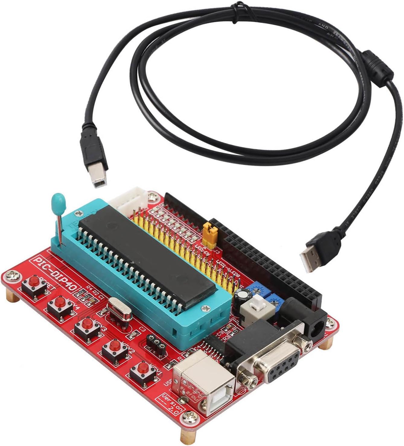 Garosa Placa PIC de Microcontrolador PIC16F877A con RS232, Placa de Desarrollo de Aprendizaje ...