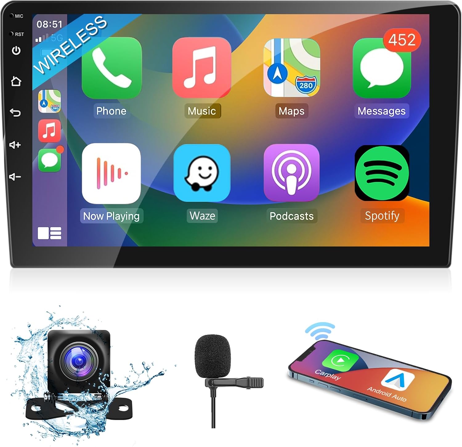 Amazon.com: Wireless Carplay Car Stereo Double Din, 10.1 Inch ...