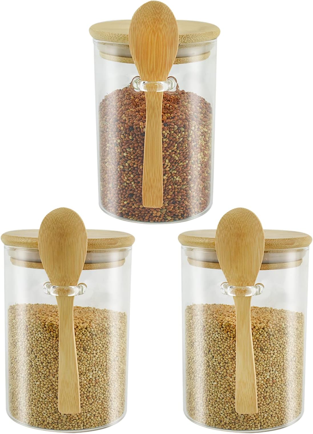 Glass Jars with Airtight Lid and Spoon, 4Pcs Glass Kitchen Storage Jars ...