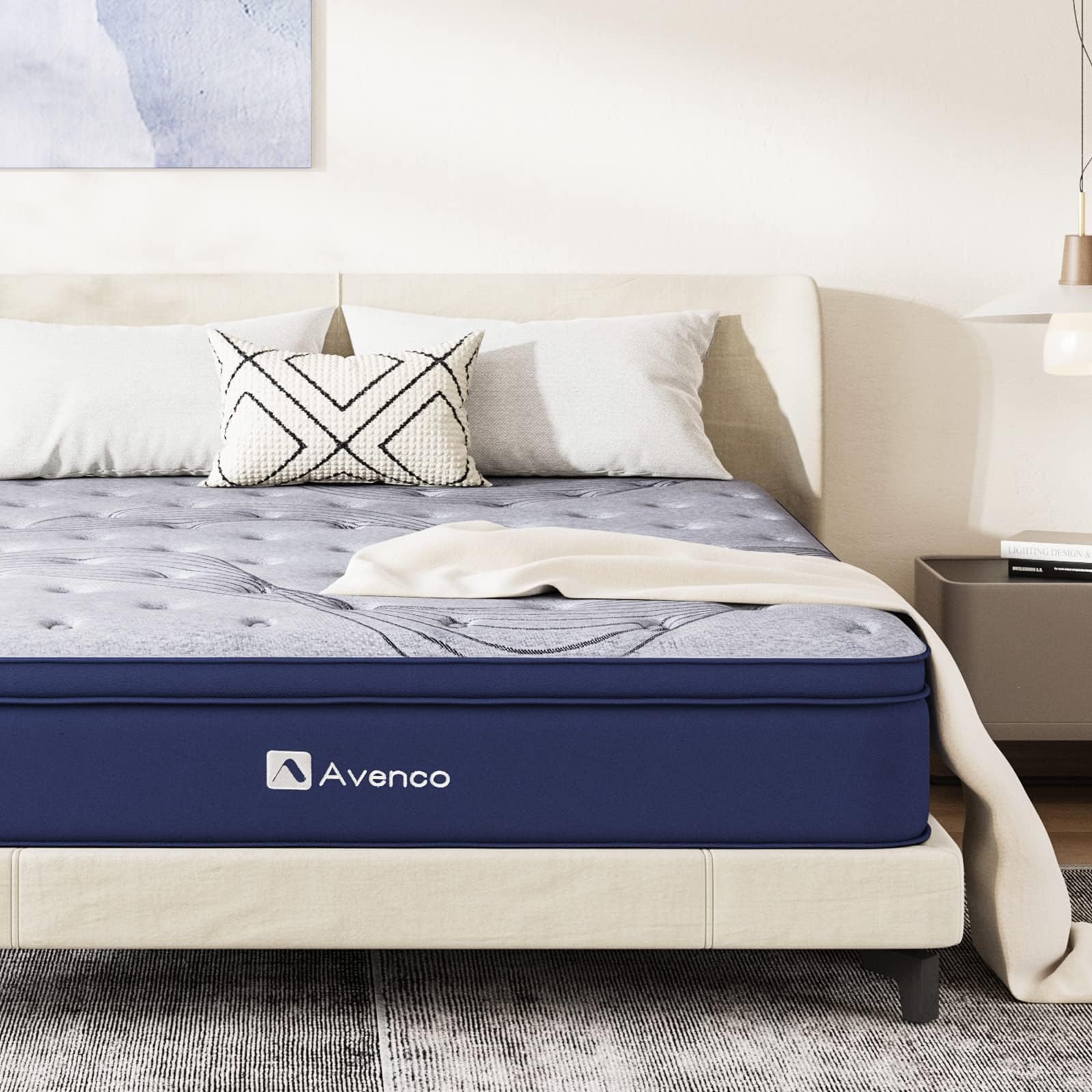 Amazon.com: Avenco Queen Mattress, 12 Inch Hybrid, Medium Firm, Blue ...