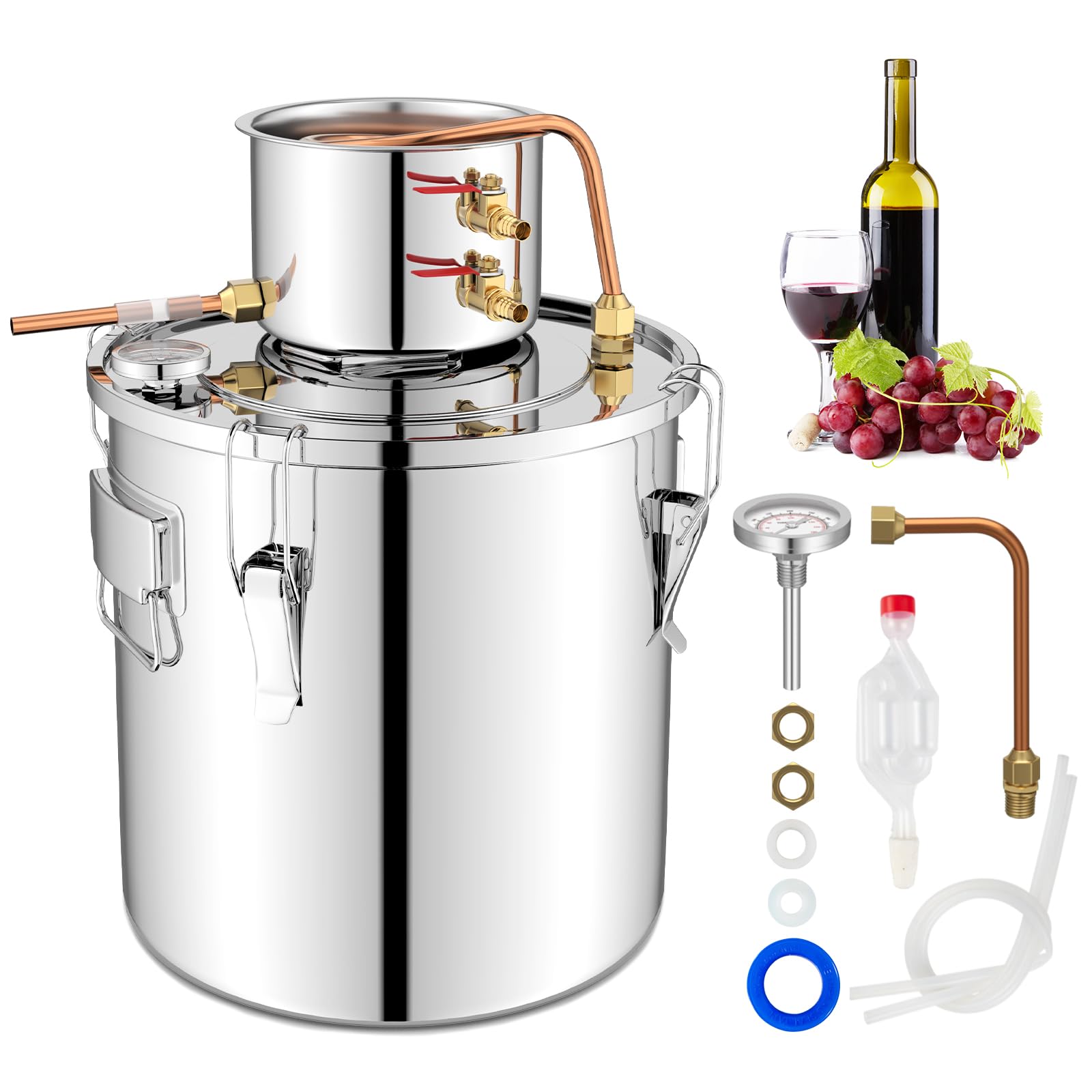 Amazon.com: COSTWAY Alcohol Still, 5 Gal Home Brewing Kit with 2 ...