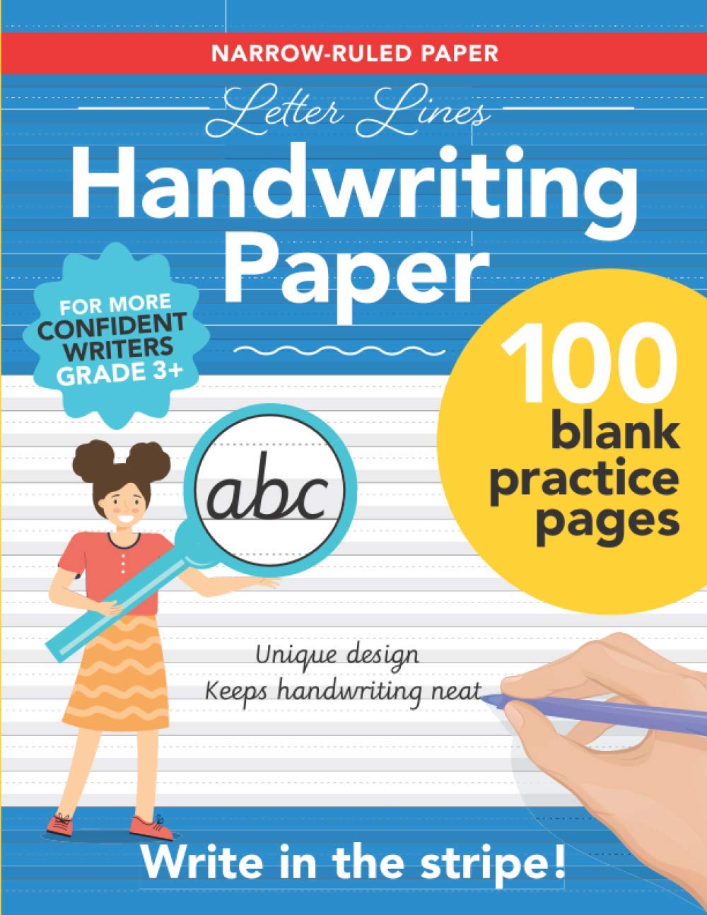 Letter Lines Narrow Ruled Handwriting Paper: 100 blank practice pages ...