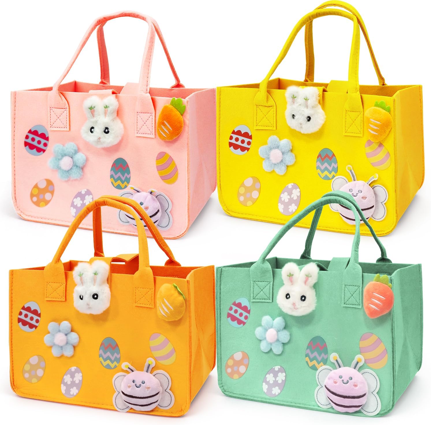 Amazon.com: Aviski 4PCS Easter Egg Hunt Bags, Easter Bunny Gift Bags ...