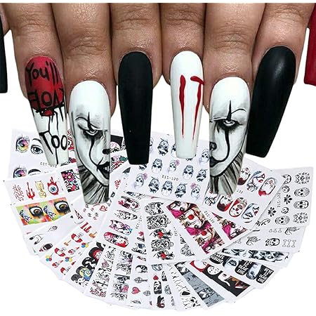 Amazon.com: Halloween Nail Art Stickers Horror Villain Michael Slasher ...