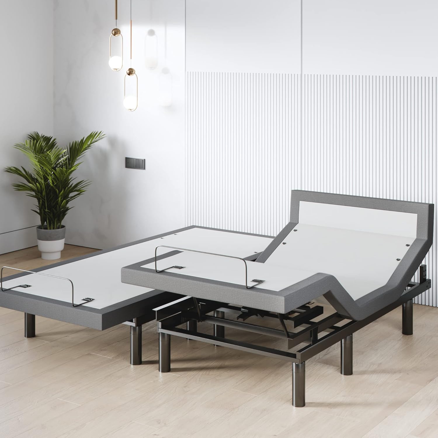 Amazon.com: Split King Adjustable Bed Base Frame (Head Tilt) 5 Minute Assembly, Head & Foot ...