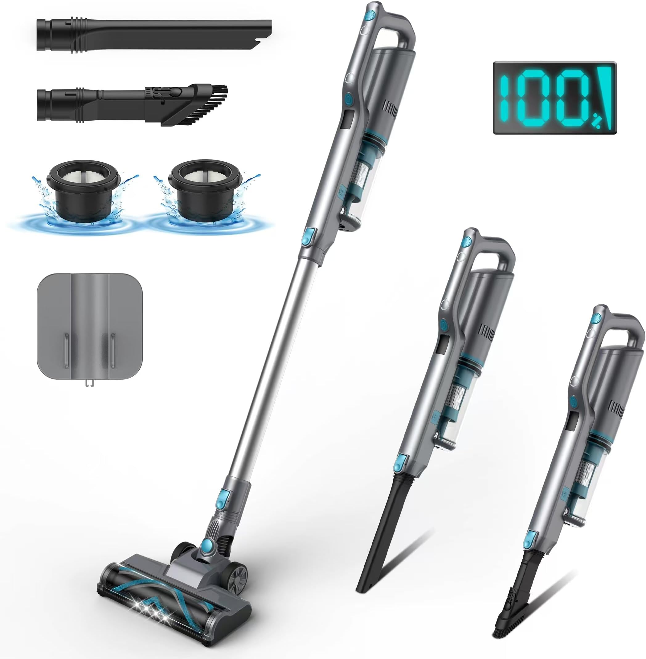 Amazon.com - CHEBIO Cordless Vacuum Cleaner, Stick Vacuum with Powerful ...