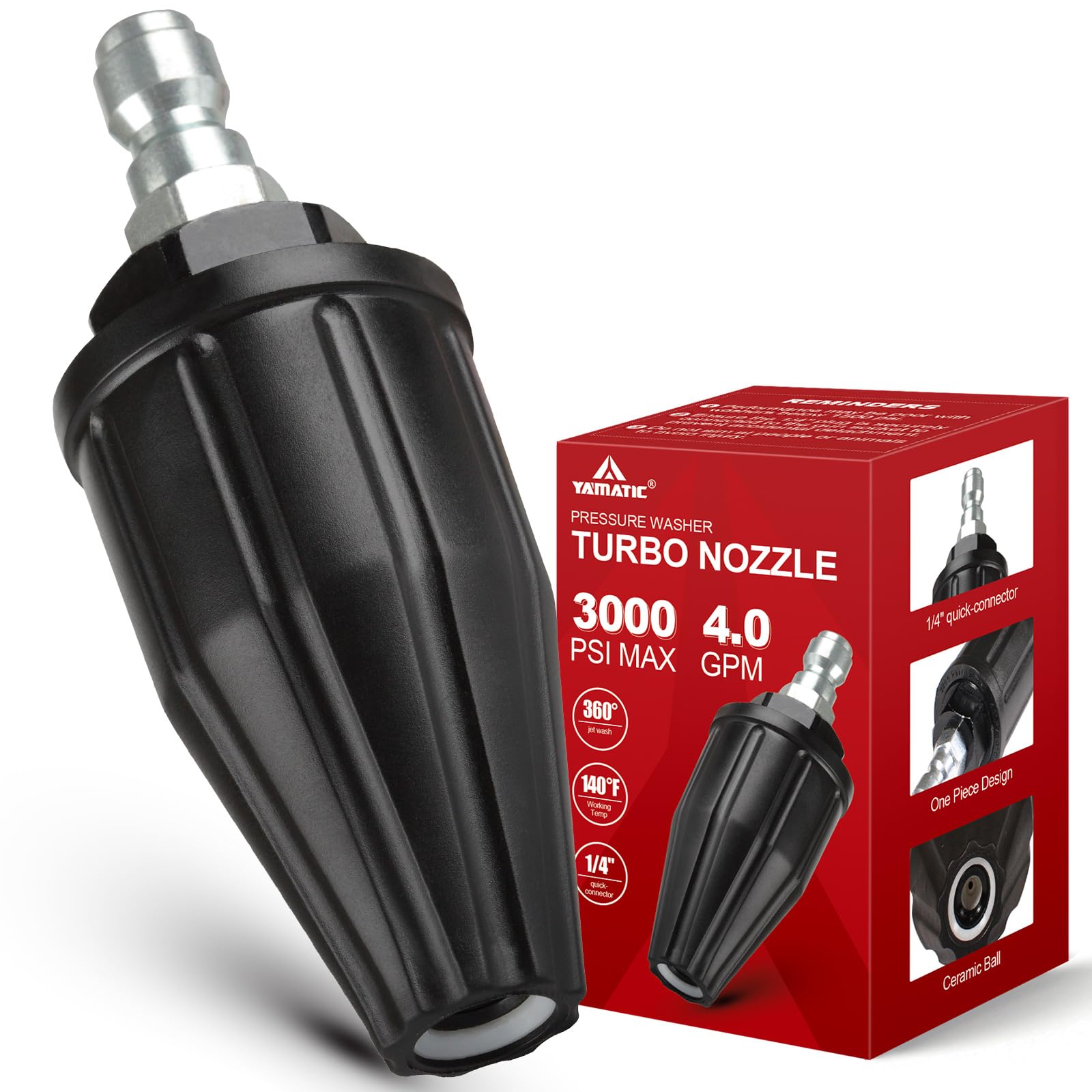 Snapklik.com : YAMATIC Pressure Washer Tips Turbo Nozzle, 360 Rotating ...