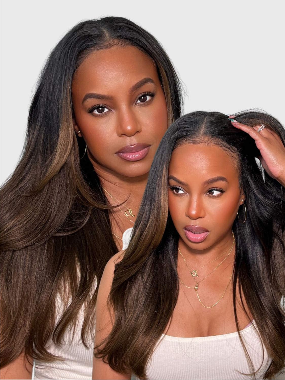 Amazon.com : Beauty Forever V Part Wig Human Hair Yaki Straight ...