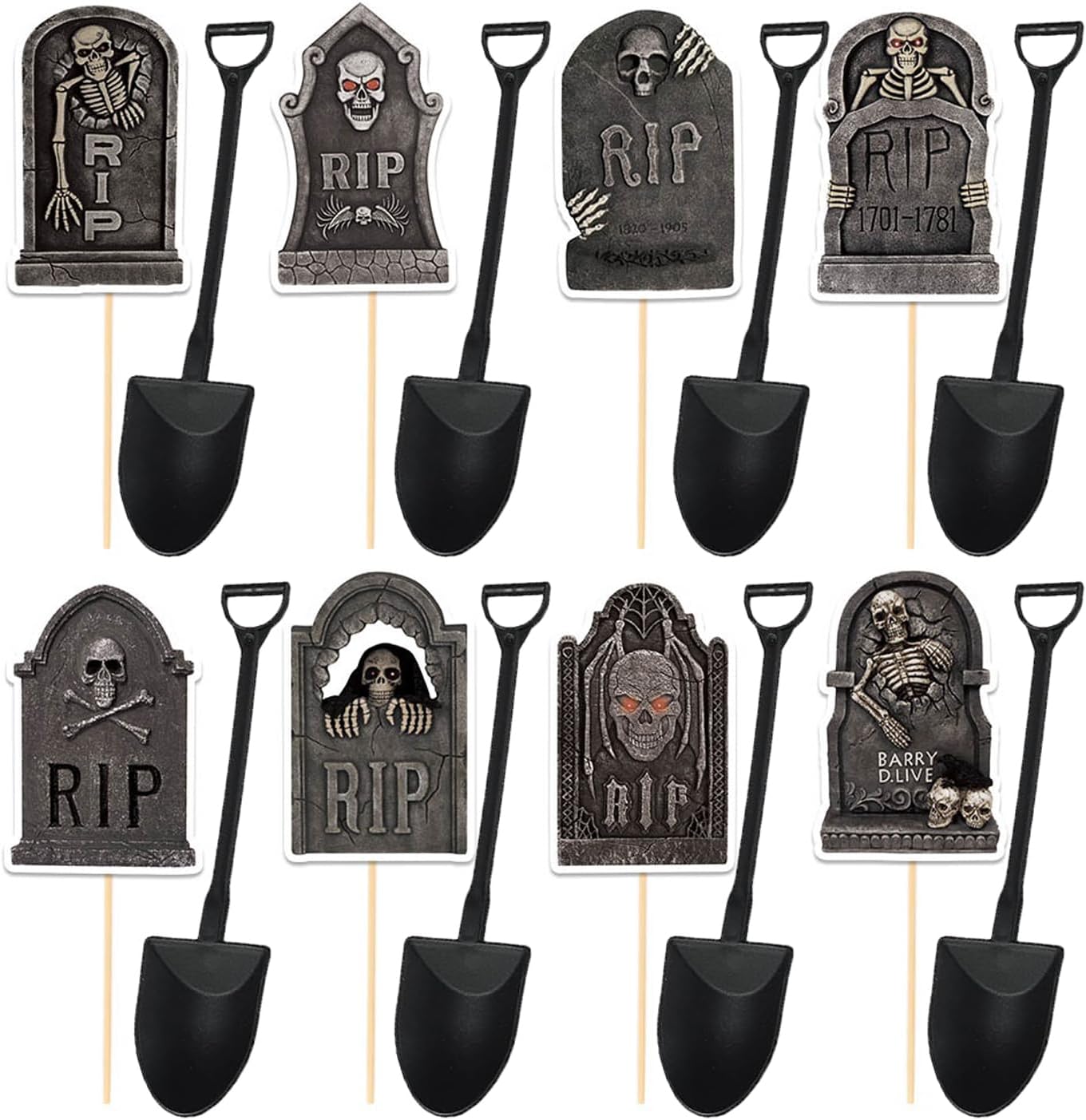 Amazon.com: Halloween Cupcake Toppers Cake Decorations with Mini Shovel ...
