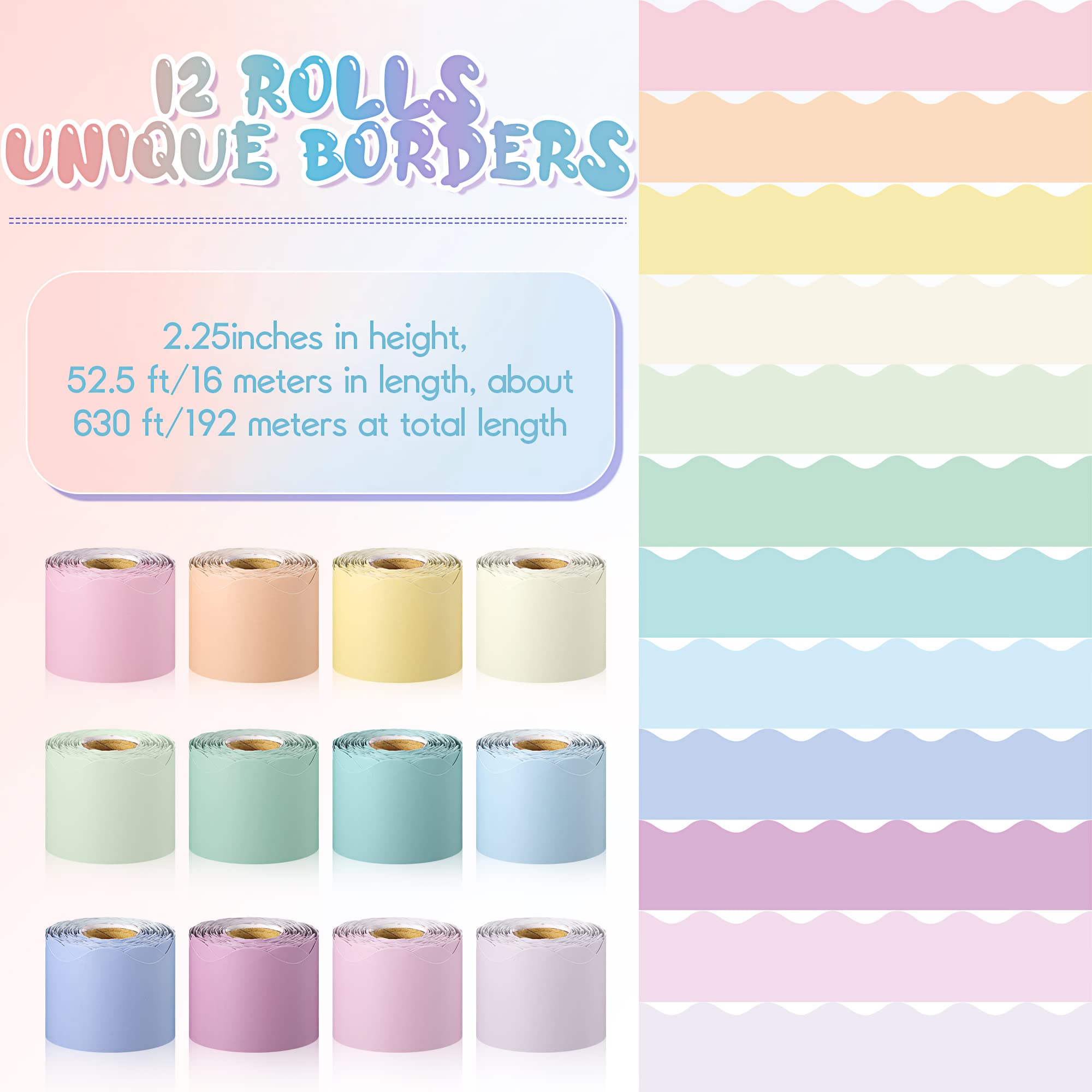 Teacher Borders WUYUEJXI 12 Rolls Scalloped Bulletin Board Borders ...