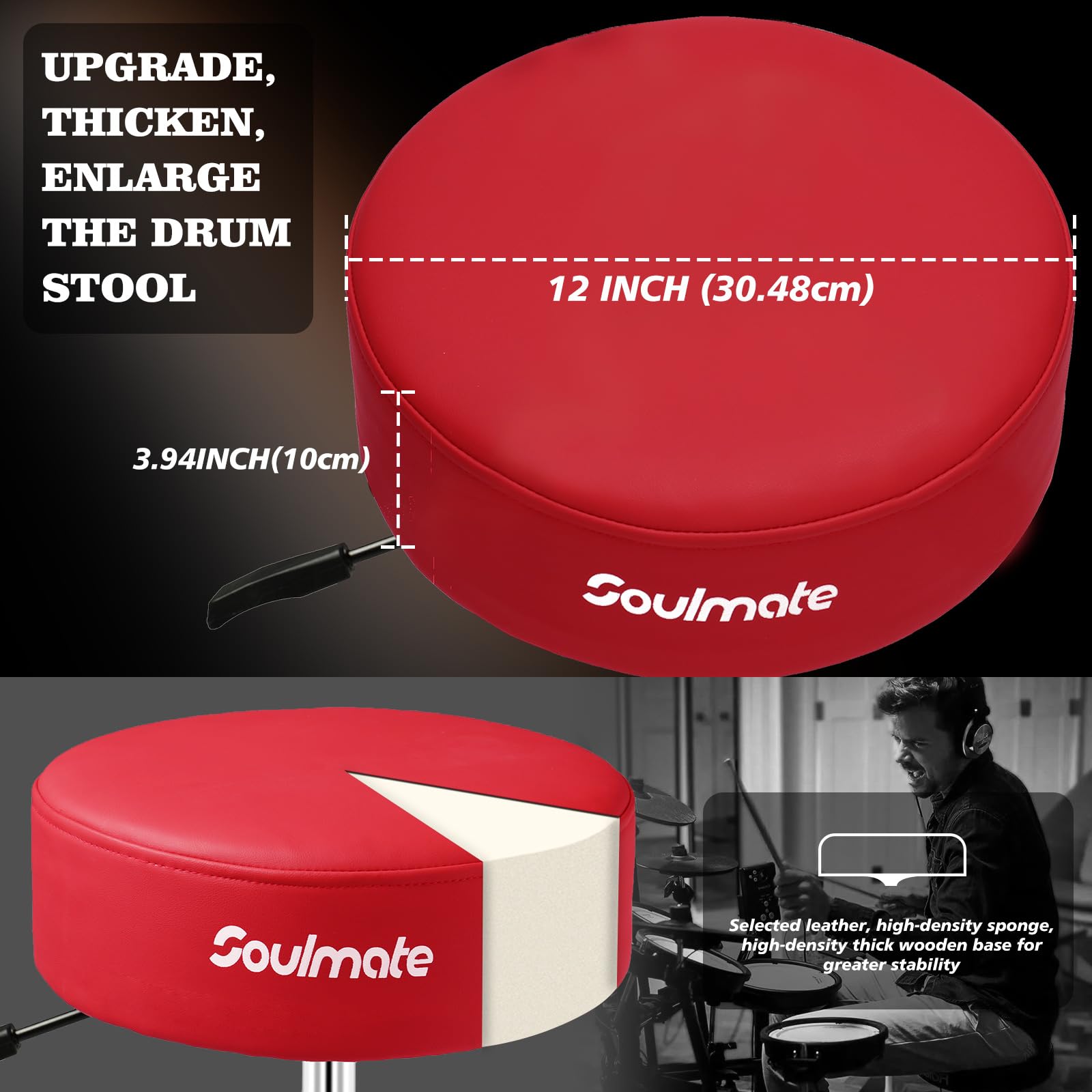 Snapklik.com : Soulmate Drum Throne HydraulicDrum Stool, Removable Drum Seat Drum Adjustable ...