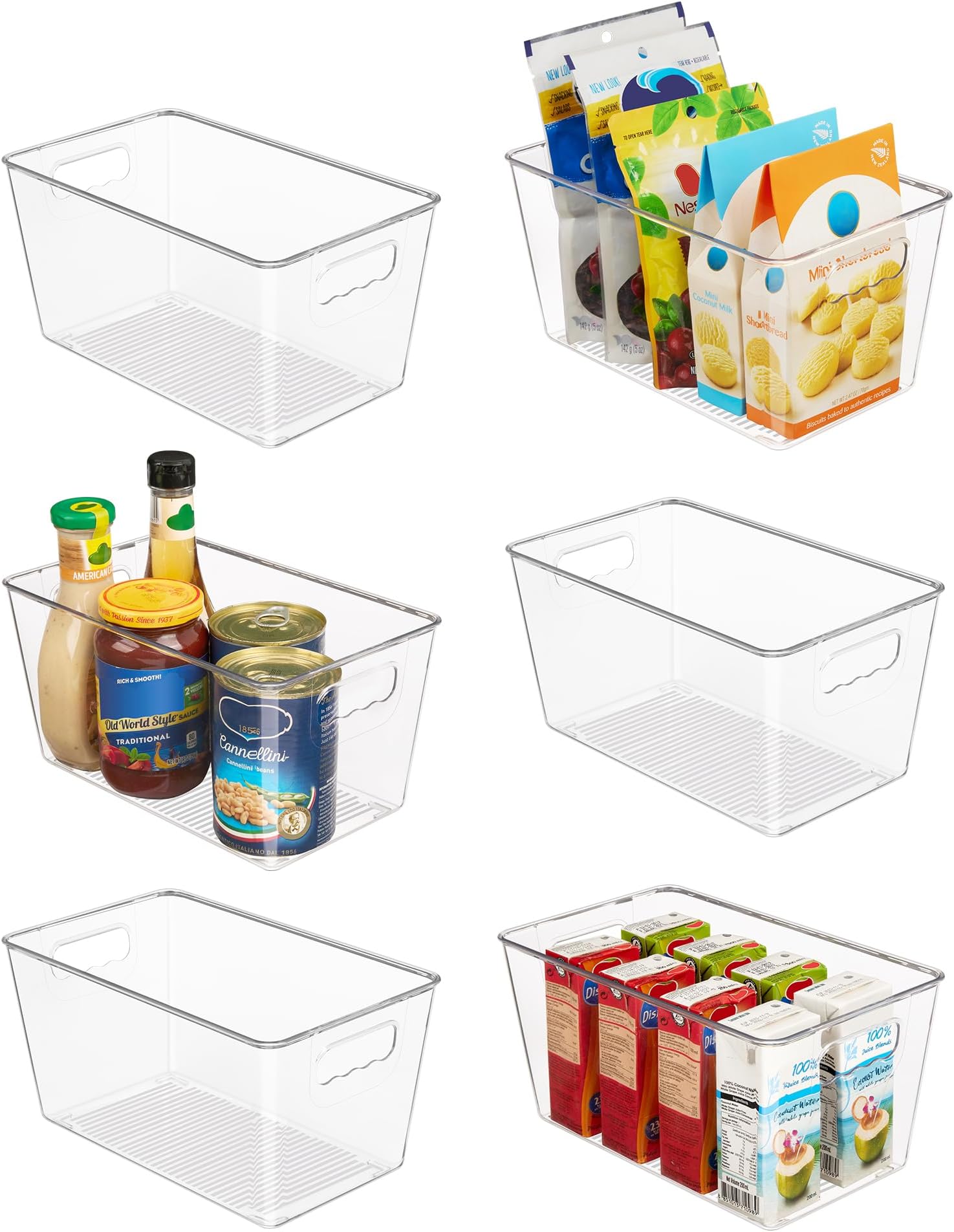 Amazon.com: Stackable Refrigerator Organizer Bins, 6 Pack Clear Kitchen ...