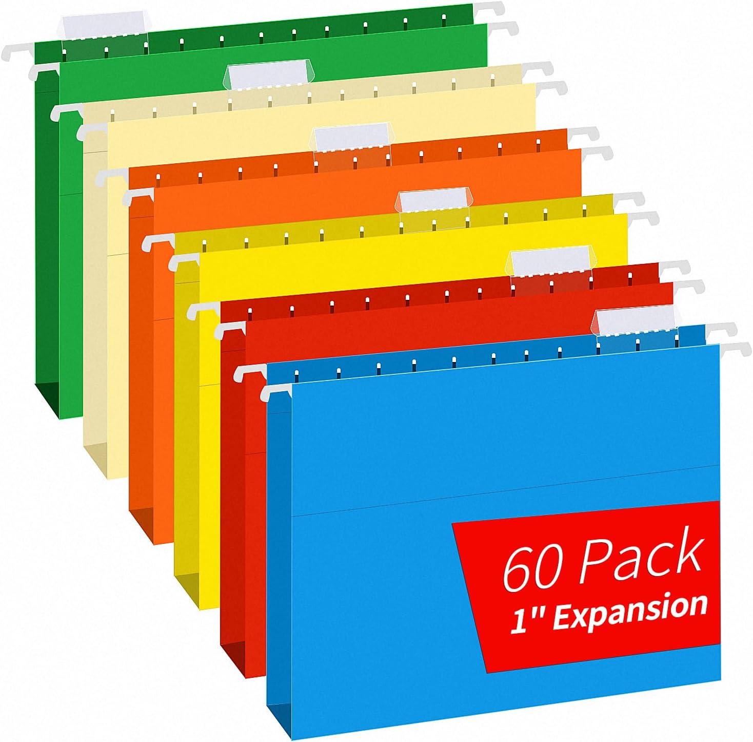 Amazon.com : Extra Capacity Hanging File Folders, RAZCC 60 Pack Letter ...