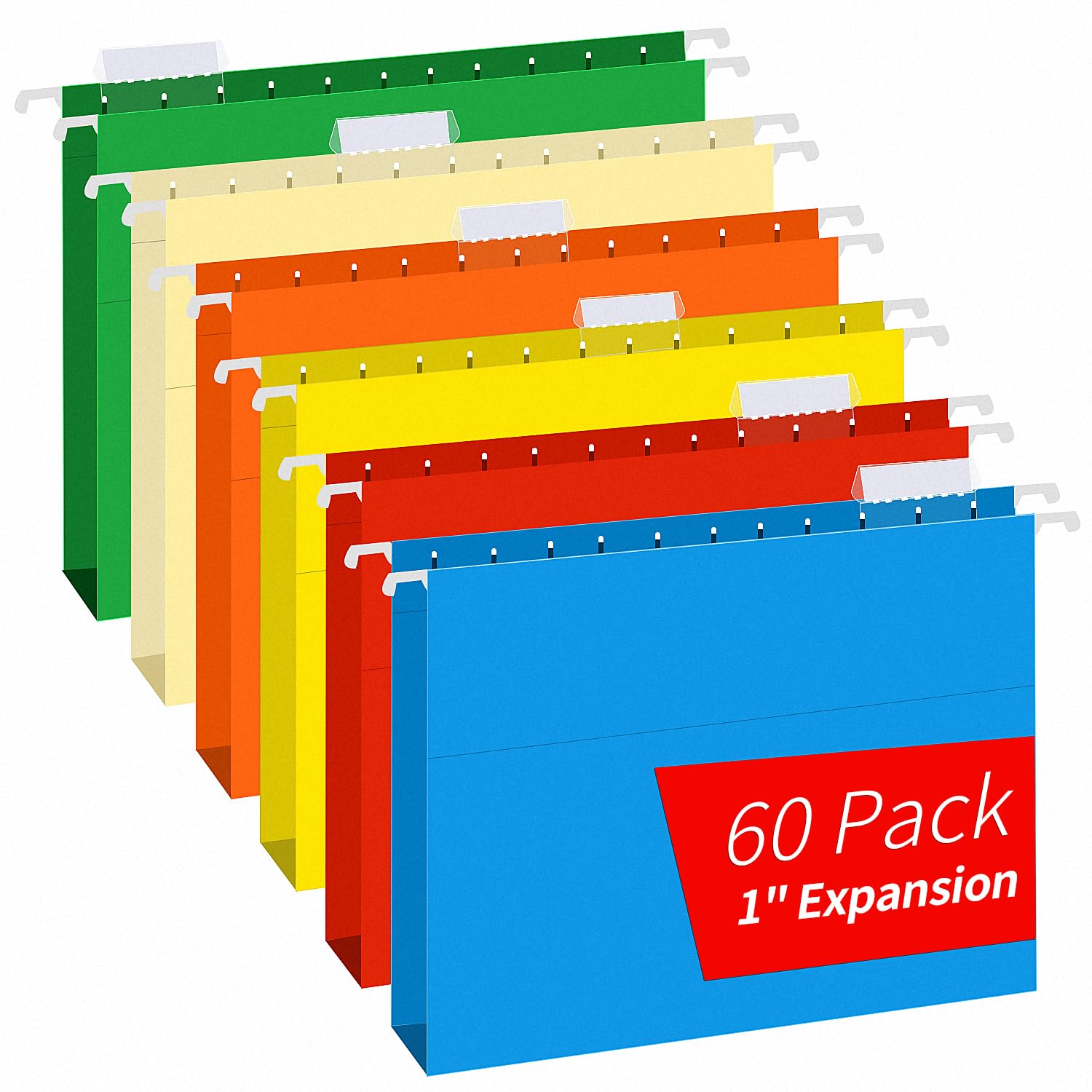 Amazon.com : Extra Capacity Hanging File Folders, RAZCC 60 Pack Letter ...