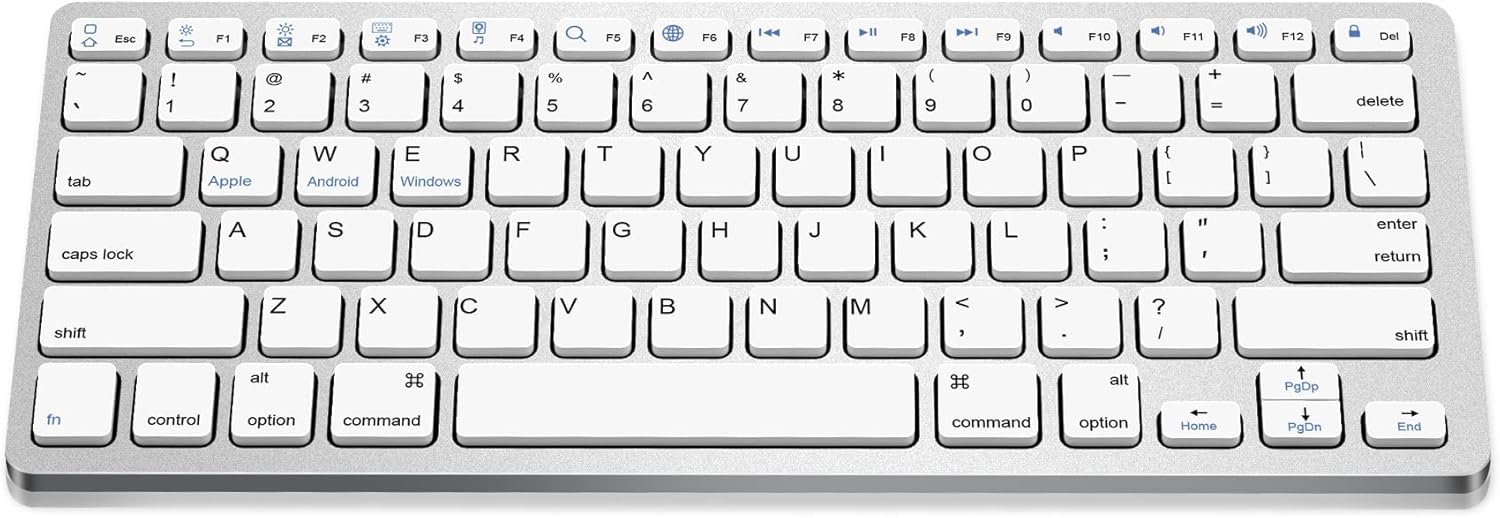 Wireless Bluetooth Keyboard, QWERTY Layout Portable Slim Silent ...