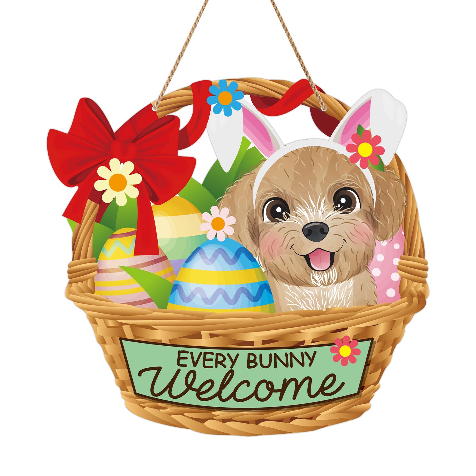 Amazon.com: WaaHome Easter Welcome Sign Wreath for Front Door Decor ...