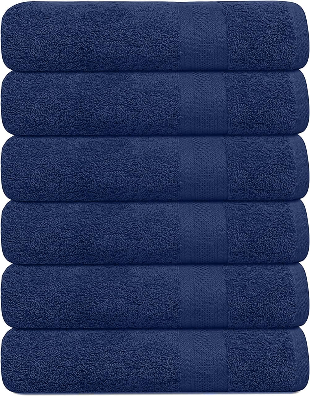 Amazon.com: KAHAF COLLECTION 100% Cotton Bath Towels, Navy 24x48 Pack ...