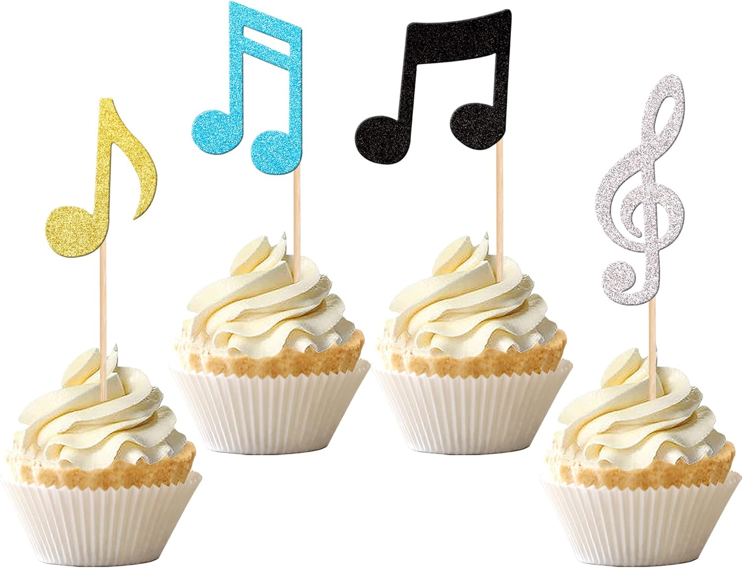 Amazon.com: 24 PCS Music Notes Cupcake Toppers Glitter Musical Symbol ...