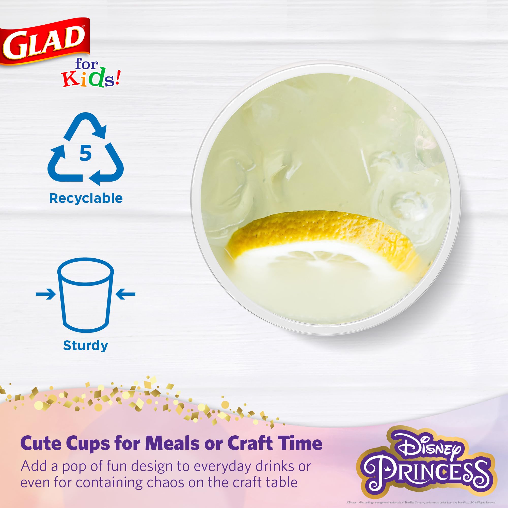 Snapklik.com : Glad For Kids Disney Princess 16oz Clear Plastic Cups ...