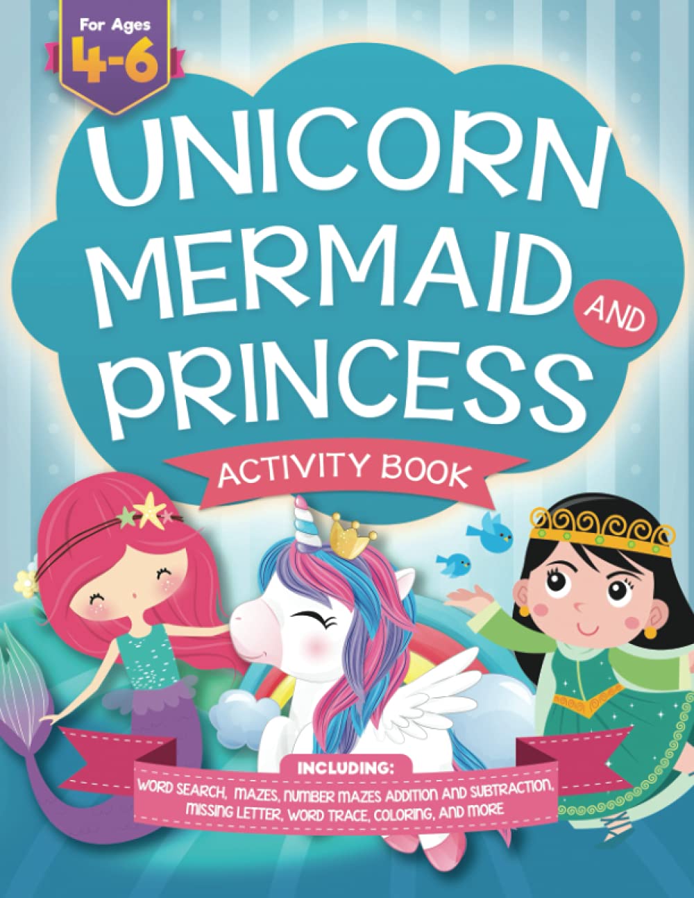 Amazon | Unicorn, Mermaid and Princess Activity Book For Kids: A Cute ...