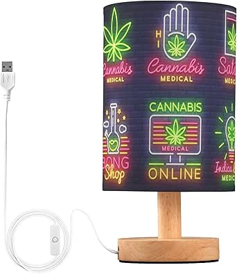 YYZZH Table Lamp Neon Marijuana Cannabis Hemp Leaf Medical Sign Print ...