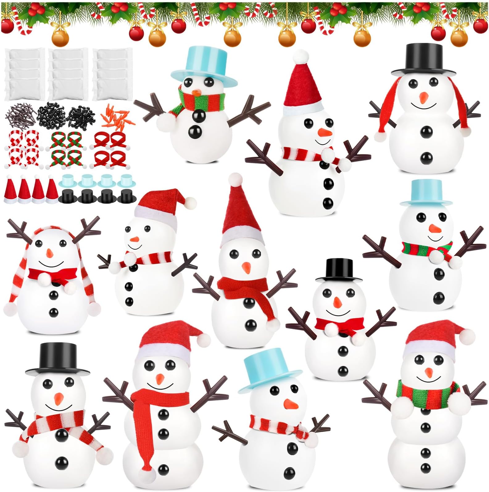 Amazon.com: 12Pack Build a Snowman Kit,Snowman Crafts for Kids, Molding ...