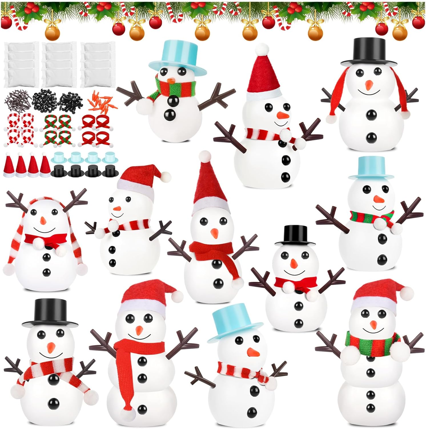 Amazon.com: 12Pack Build a Snowman Kit,Snowman Crafts for Kids, Molding ...