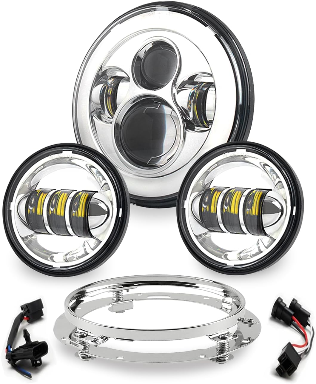 Amazon.com: New Version Motorcycle 7 Inch LED Headlight Halo Kit ...