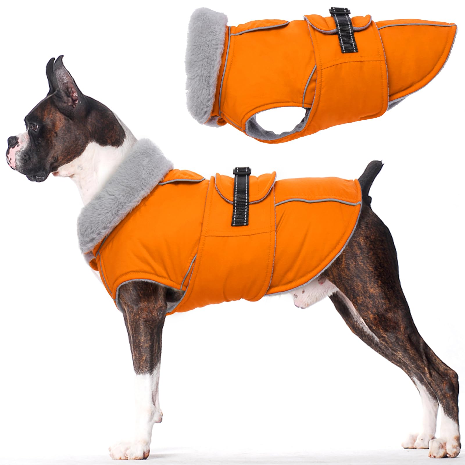 Lelepet Warm Dog Coat Reflective Dog Fleece Vest Waterproof Dog Jacket ...