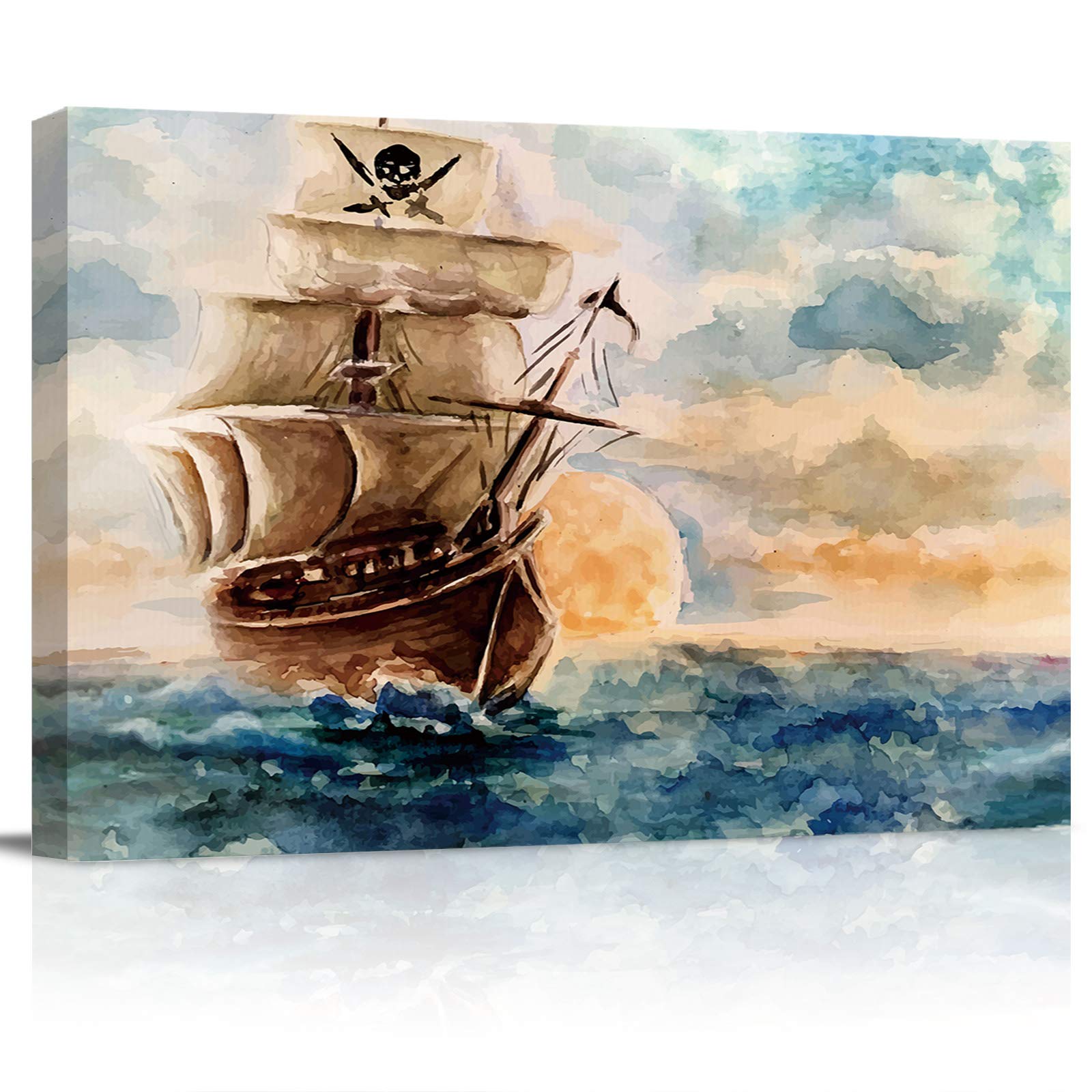 Pirate Ship Watercolor Painting