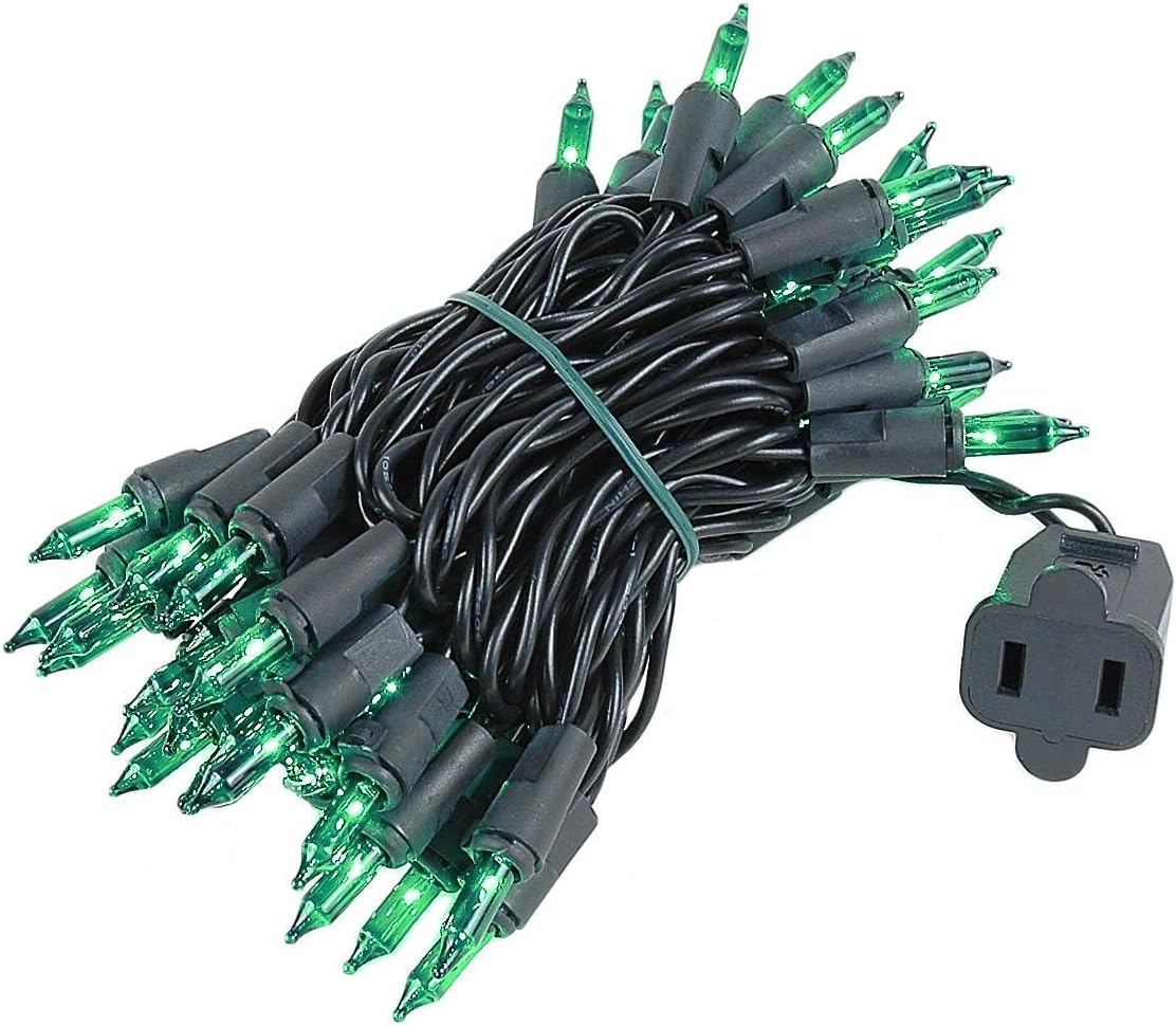Amazon.com : 50-Count Green Mini Christmas Light Set, 10ft Green Wire ...