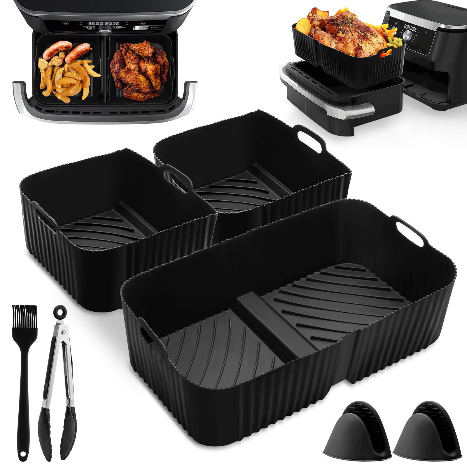 7 PCS Air Fryer Accessories Set, Luckits Dual Silicone Pot Air Fryer ...