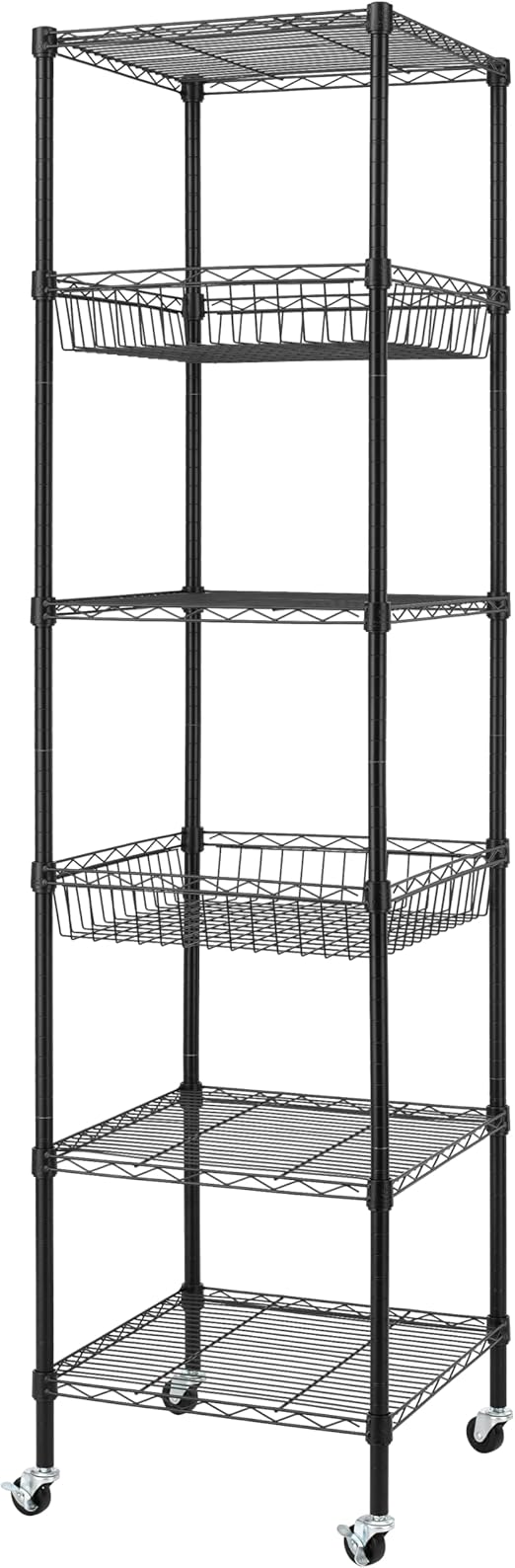 Amazon.com: Finnhomy Heavy Duty 6 Tier Wire Shelving Unit with Wheels ...