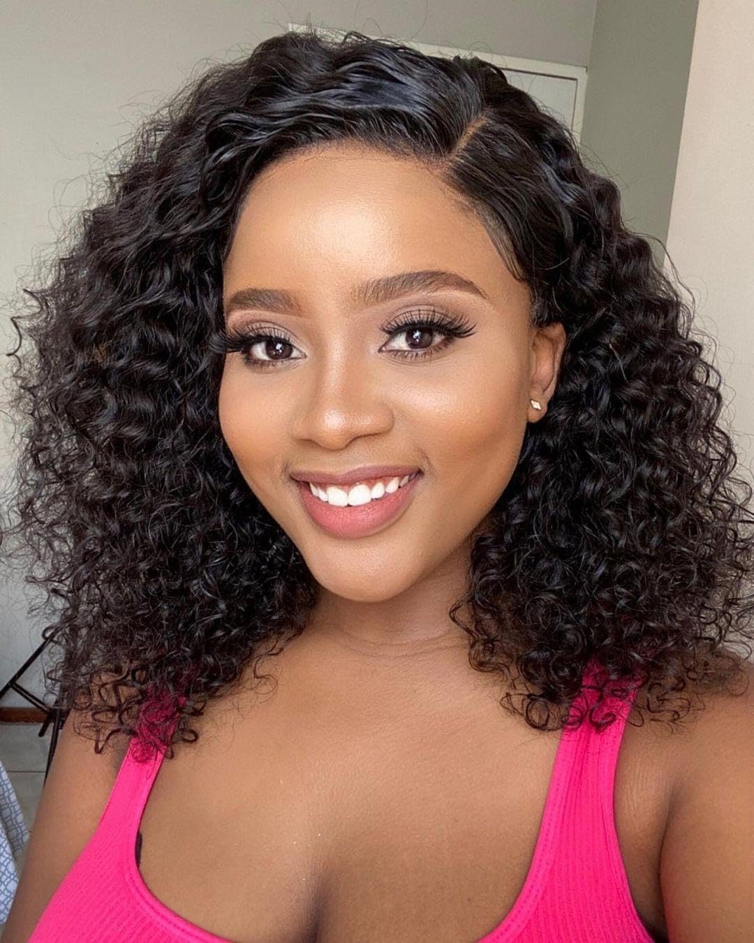 Amazon.com : Nikiss 12 Inch Short Bob Wigs 13x6 Deep Wave Curly Bob Wig ...