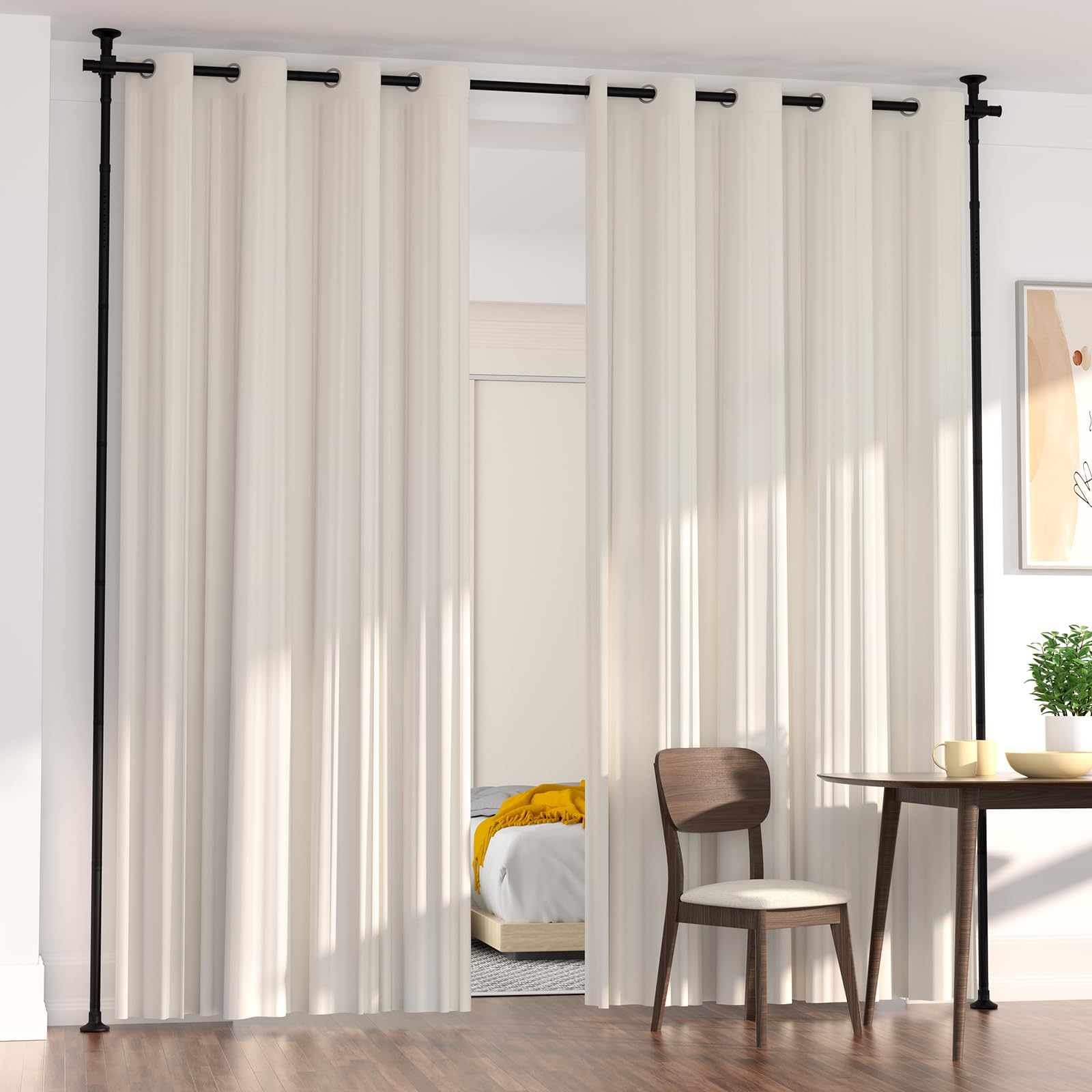 Amazon.com: KELIXU Room Divider Curtain Rod, No Drilling Tension Rods ...