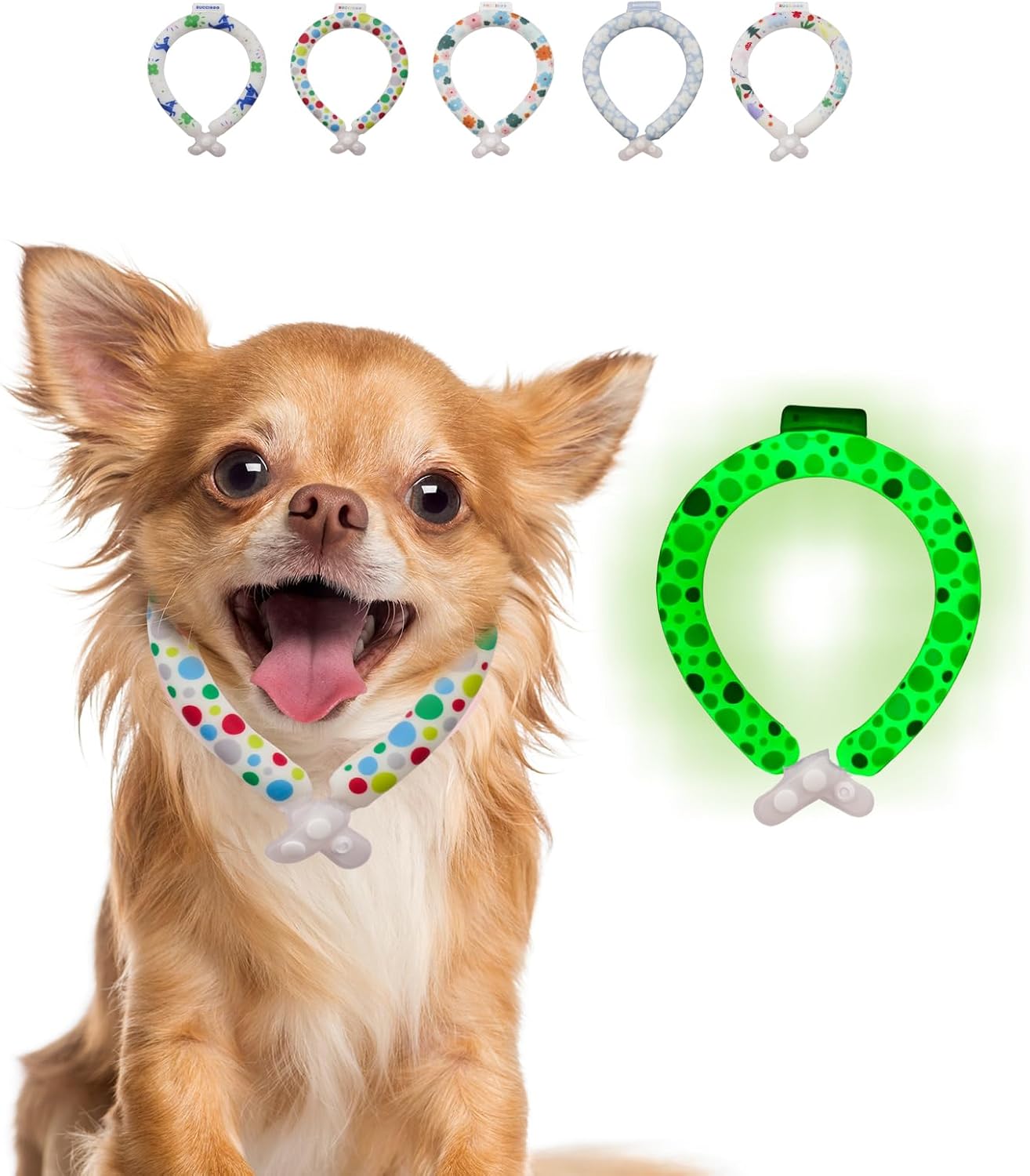 Amazon | Bucci Boo クールリング 犬 ネッククーラー 夜光効果 ボタン付き サイズ調節可能 暑さ対策 冷え首輪 夏用品 冷感 ...