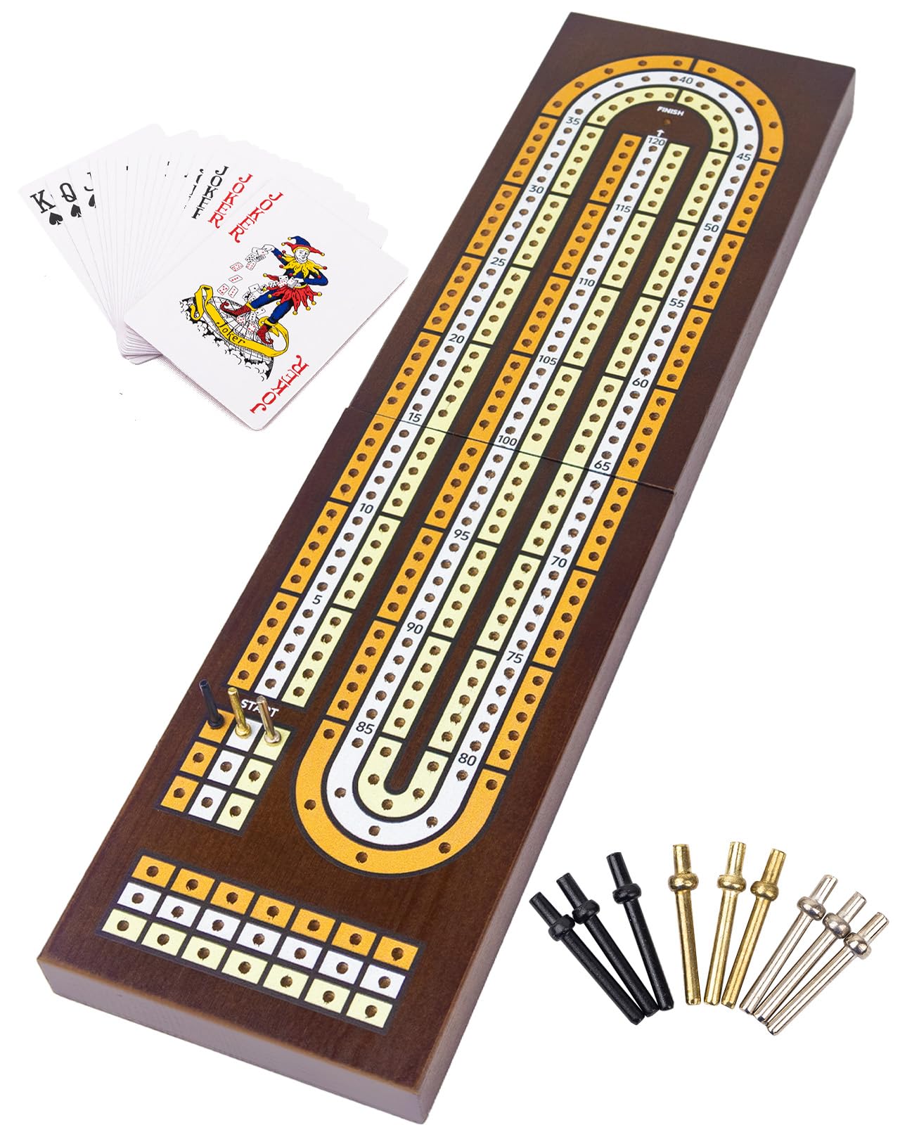Amazon.com: JstFrU Wooden Cribbage Board Game Set,Solid Wood 3 Track ...