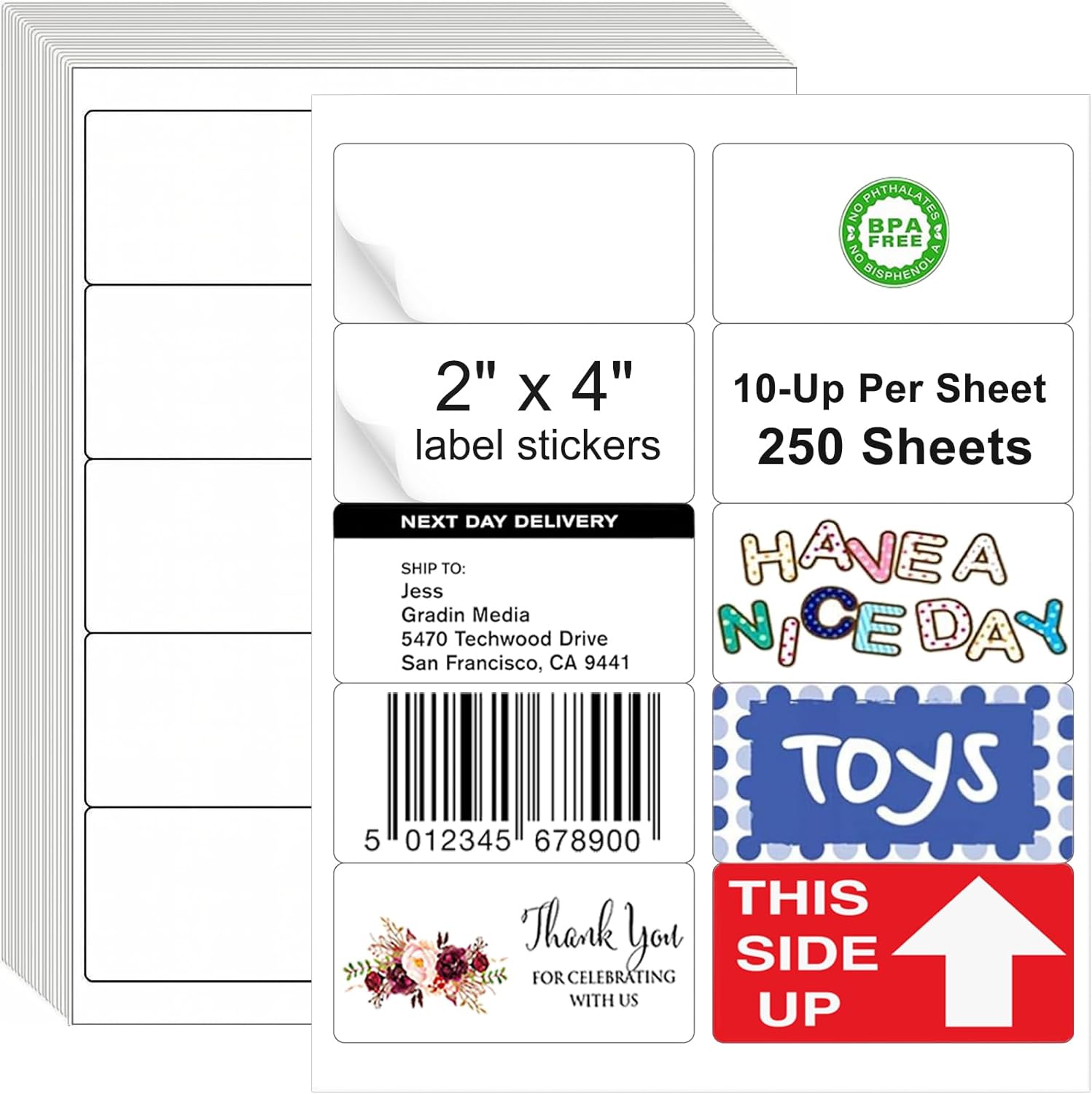 Amazon.com : 2x4 Label Stickers, 2500 Matte Printable Sticker Labels ...