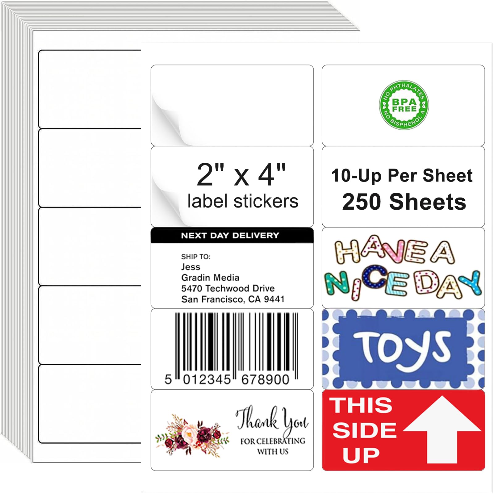 Snapklik.com : 2x4 Label Stickers, 2500 Matte Printable Sticker Labels ...