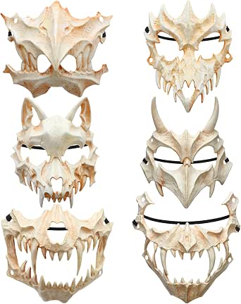Amazon.com: Hercicy 6 Pcs Halloween Cosplay Mask Japanese Half Scary ...