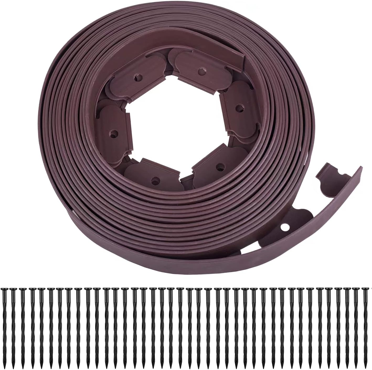 40 FT No Dig Garden Edging Kits with 40 Spikes, 2 inch High Heavy-Duty ...