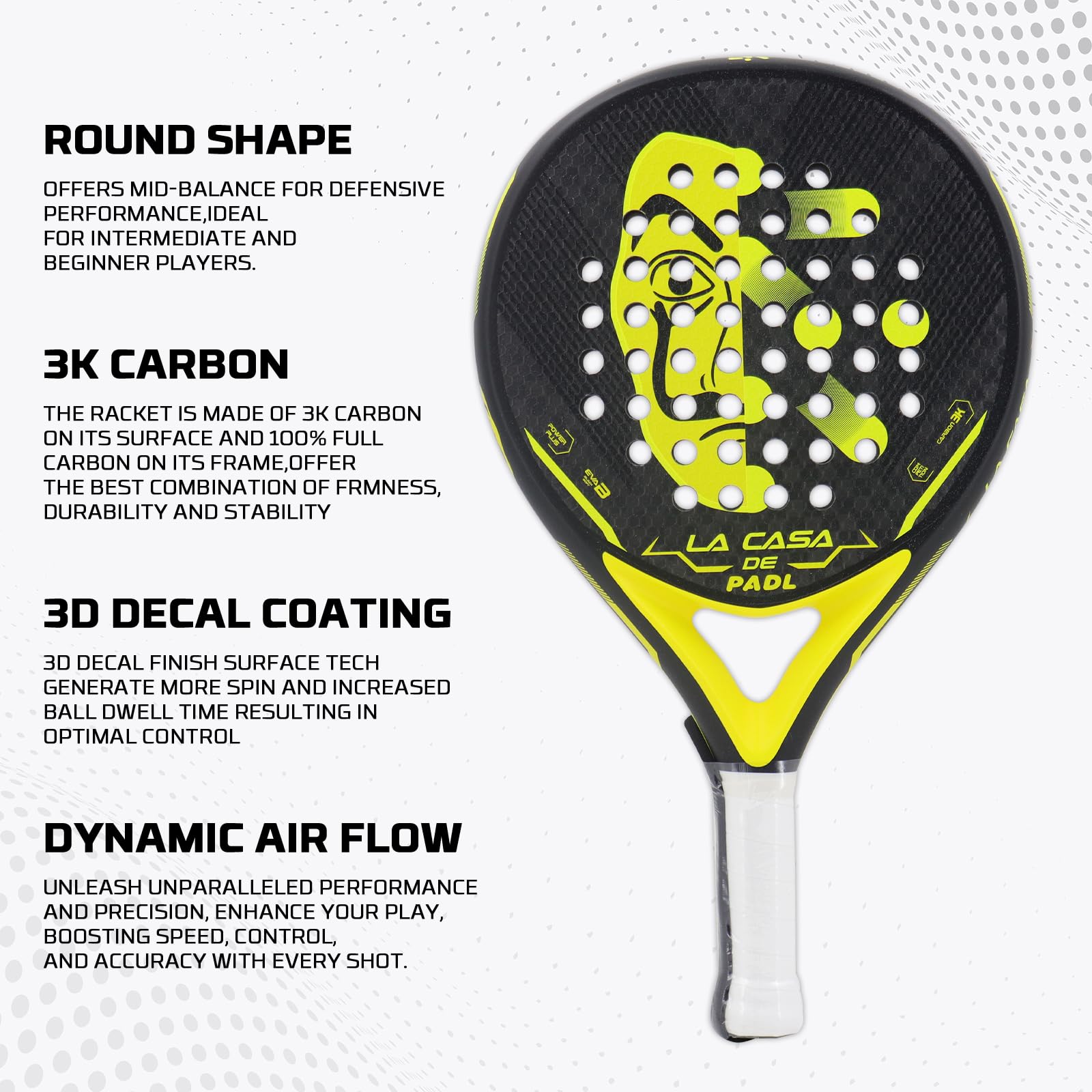 Snapklik.com : EVA Memory Padel Tennis Rackets 3D Surface Super ...