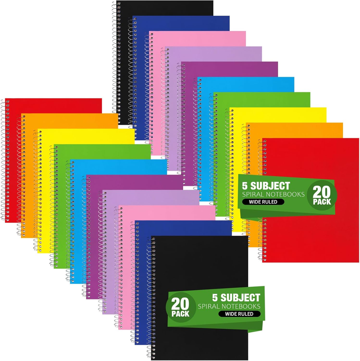 Amazon.com : Fulmoon 20 Pcs 5 Subject Notebook Spiral Notebooks for ...