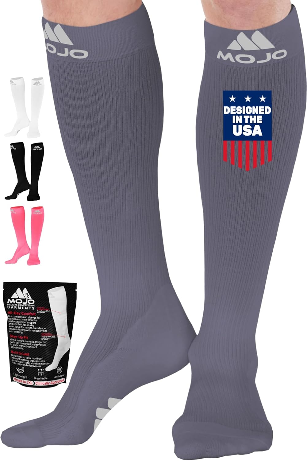 Amazon.com: Mojo - Compression Socks for Women and Men 20-30mmHg Knee ...