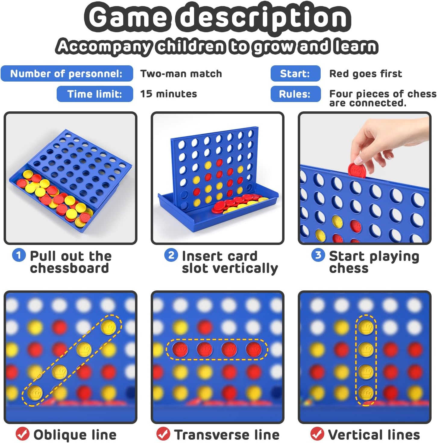 XQW Mini Connect The 4 Discs in a Row Juego de viaje para niños, juego ...