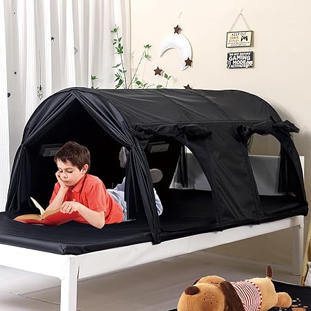 Amazon.com: Sensory Bed Tent for Kids, Lucky Castle Black-Out Bed Tent ...