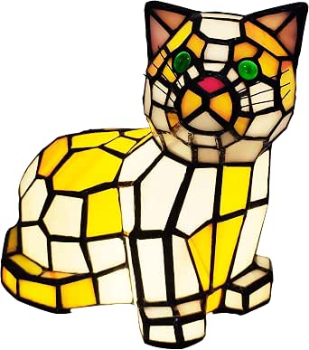 XPHMXP Tiffany Lamp Small Cat Stained Glass Table Lamp Mini Accent Desk ...
